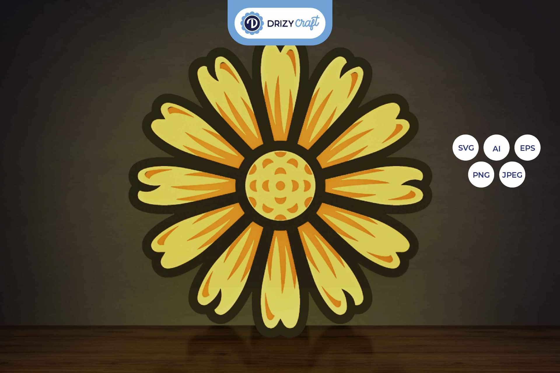 Daisy Laser Cut Design - Flower 3D Light Box | Drizy Craft