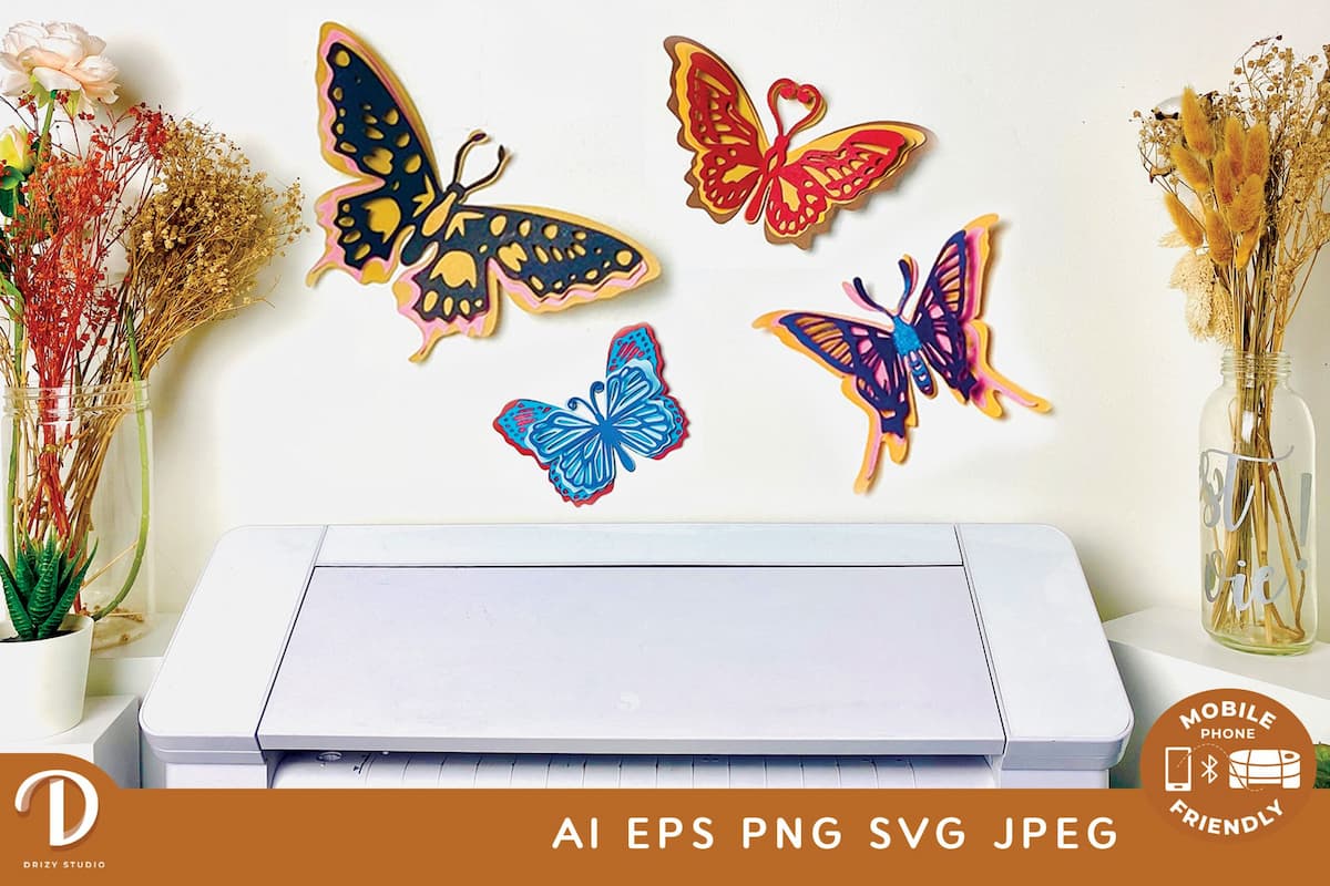 Butterfly 3D Layered Paper Cut - Butterfly SVG Cut File | Drizy Craft ...
