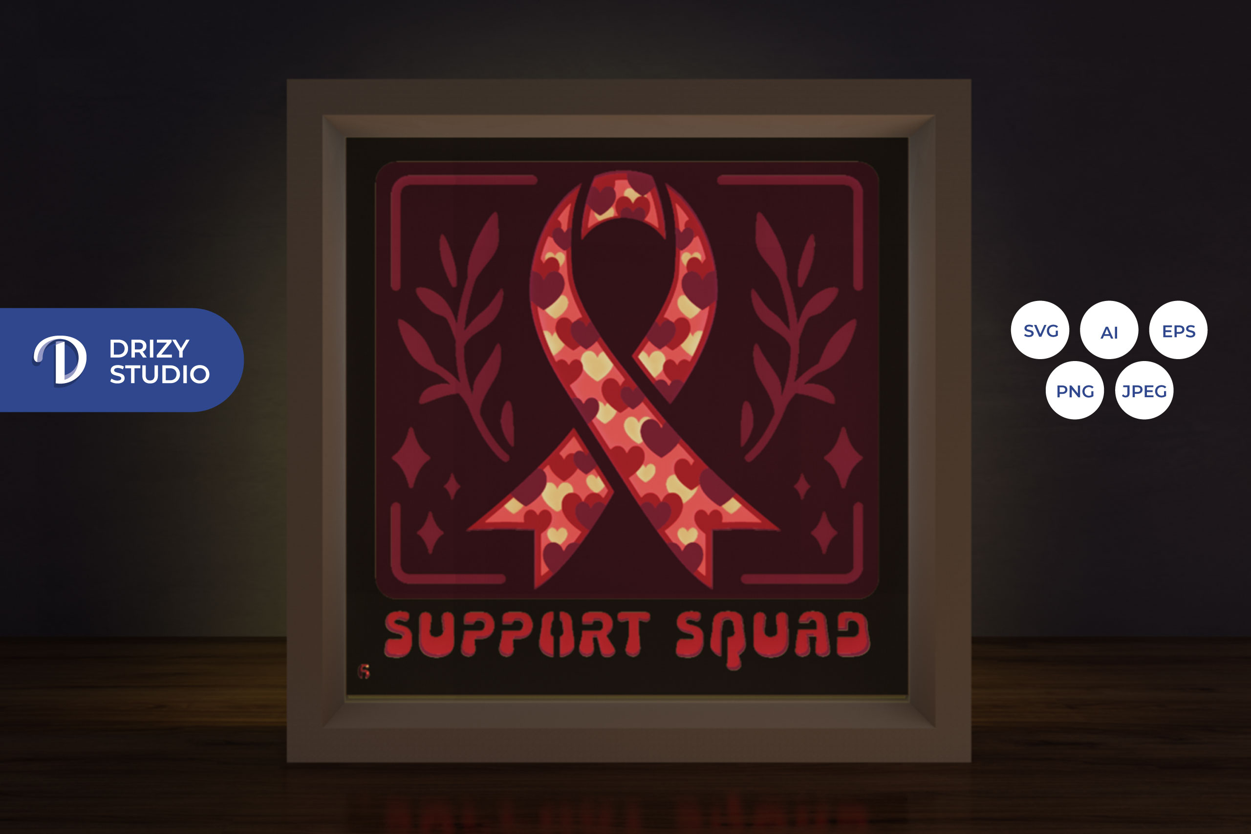 Pink Ribbon Hearts 3D Layered Paper Cut - Support Squad 3D SVG | Drizy ...